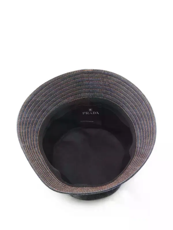Prada 2010s Logo Plaque Denim Bucket Hat