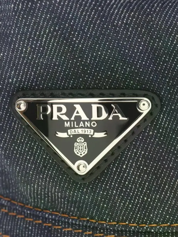 Prada 2010s Logo Plaque Denim Bucket Hat