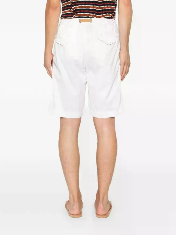 WHITE SAND Belted Pleated Knee-length Shorts