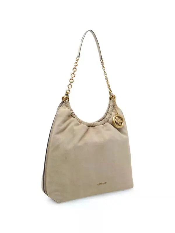 Michael Kors Suede Shoulder Bag With Logo Charm