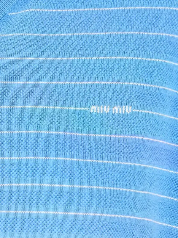 Miu Miu Striped V-neck Polo Sweater