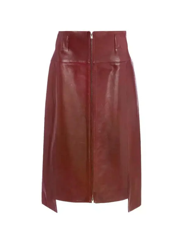 Victoria Beckham Zip-front Leather Skirt - Red