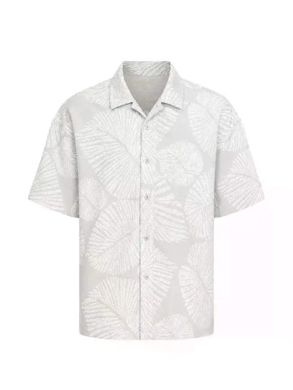 REVOLUTION NOW Leaf-print Short-sleeved Shirt - Grey