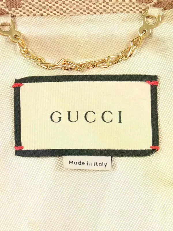 Gucci Jumbo Gg Canvas High Neck Zip Up Jacket - Neutrals