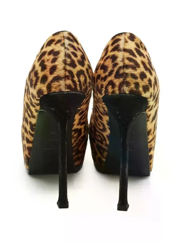 Saint Laurent Leopard-print Calf Hair Platform Stiletto Pumps