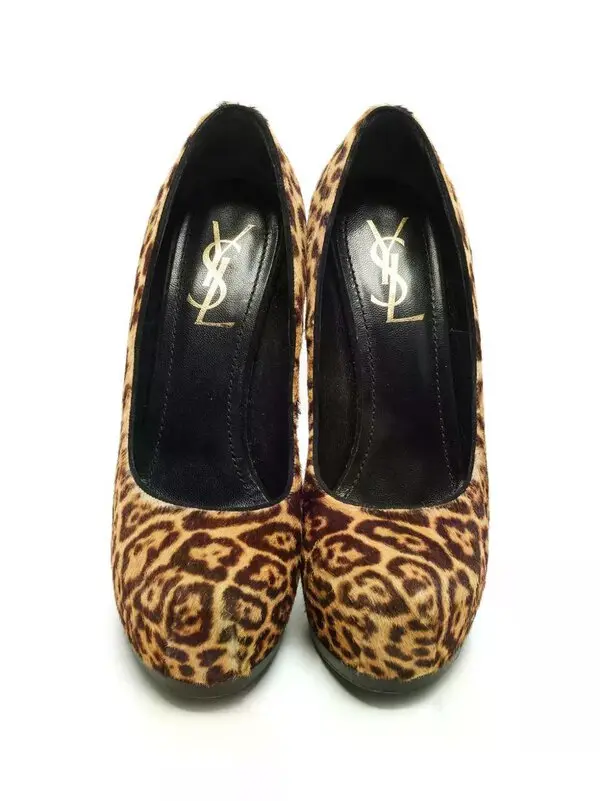 Saint Laurent Leopard-print Calf Hair Platform Stiletto Pumps
