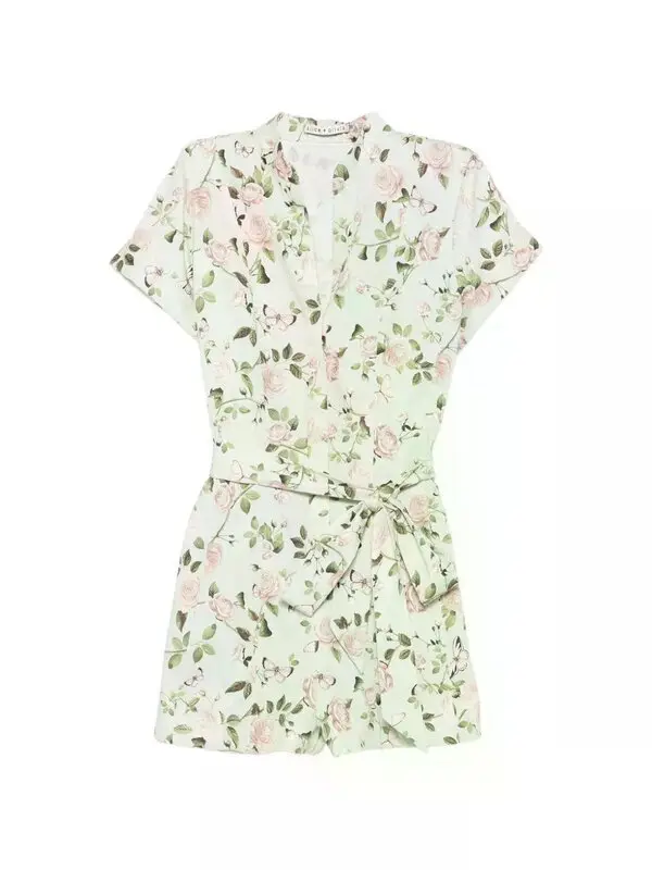 Alice + Olivia Floral Print Belted Playsuit - Green