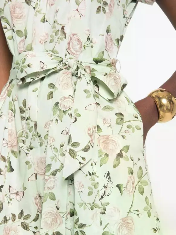 Alice + Olivia Floral Print Belted Playsuit - Green