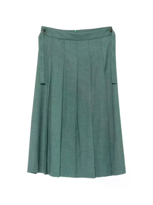 VICOLO Pleated Midi Skirt - Green