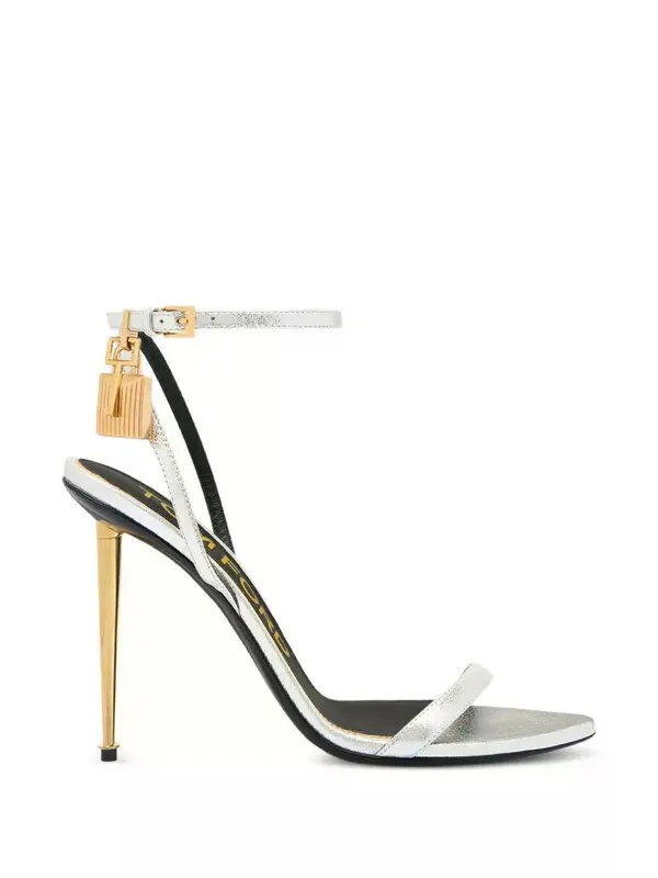 TOM FORD Metallic Padlock Detail Sandals - Silver