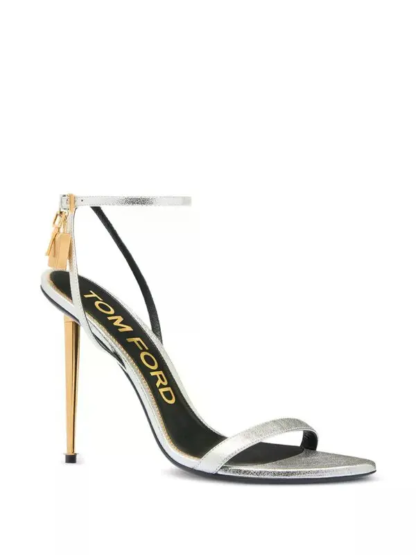 TOM FORD Metallic Padlock Detail Sandals - Silver