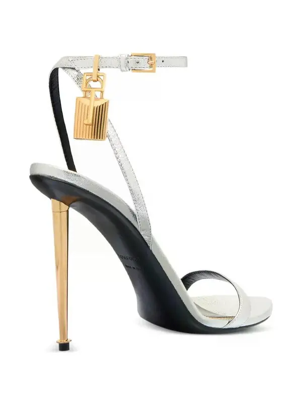 TOM FORD Metallic Padlock Detail Sandals - Silver