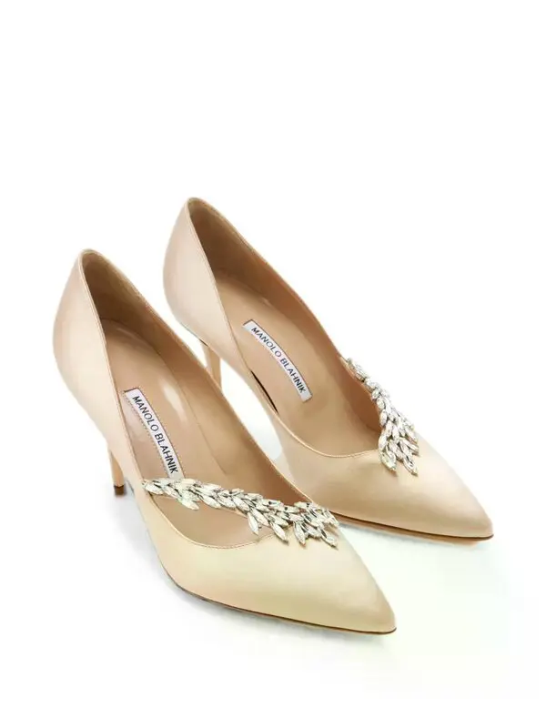 Manolo Blahnik Nadira Crystal-embellished Pumps - Neutrals