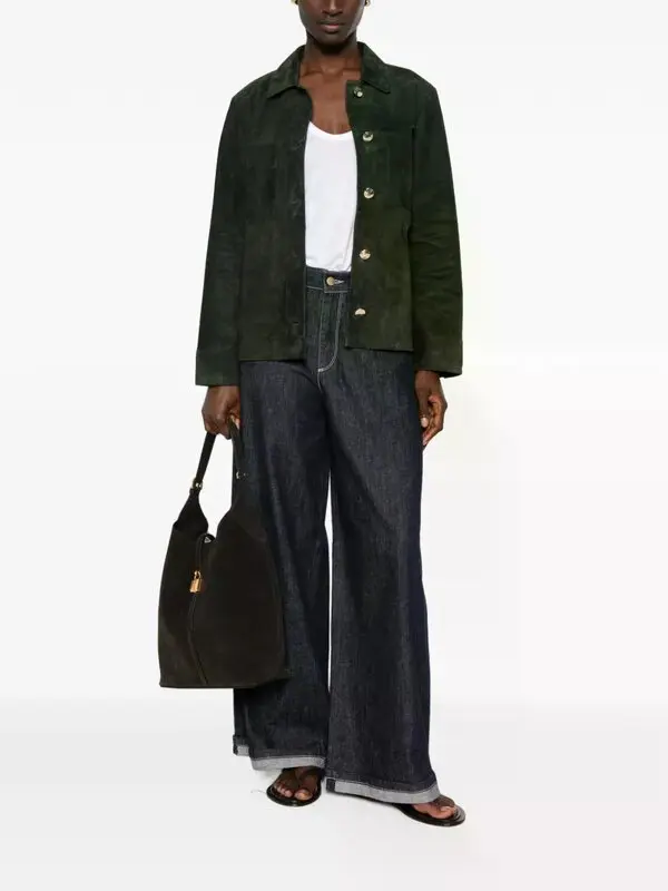 Max Mara Suede Button-fastening Jacket - Green