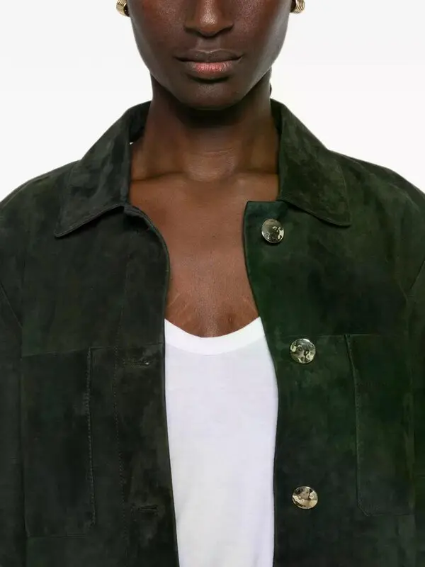 Max Mara Suede Button-fastening Jacket - Green