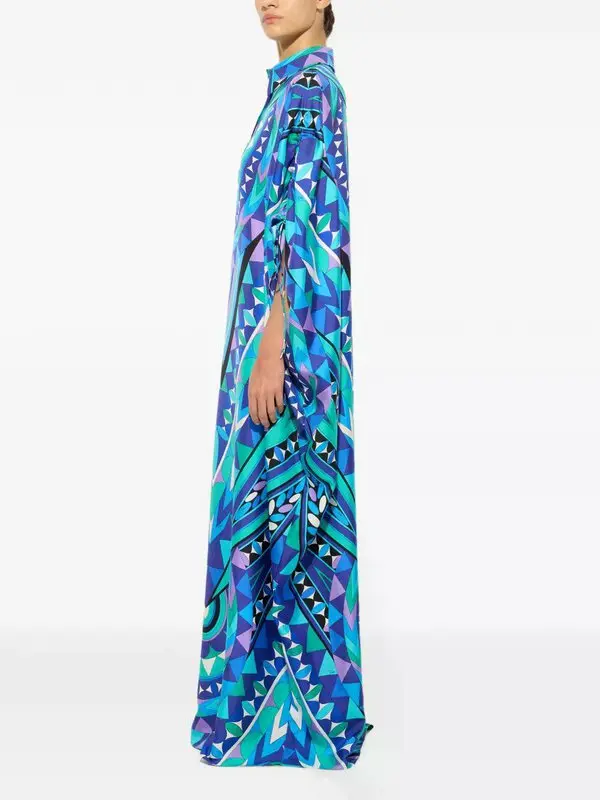 Emilio Pucci Geometric Print Silk Maxi Dress