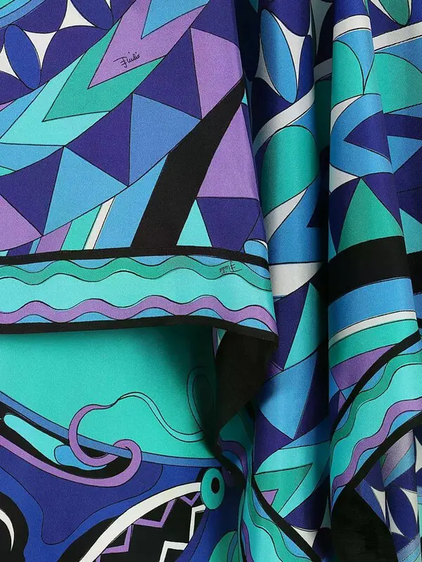 Emilio Pucci Geometric Print Cape Overlay Maxi Dress
