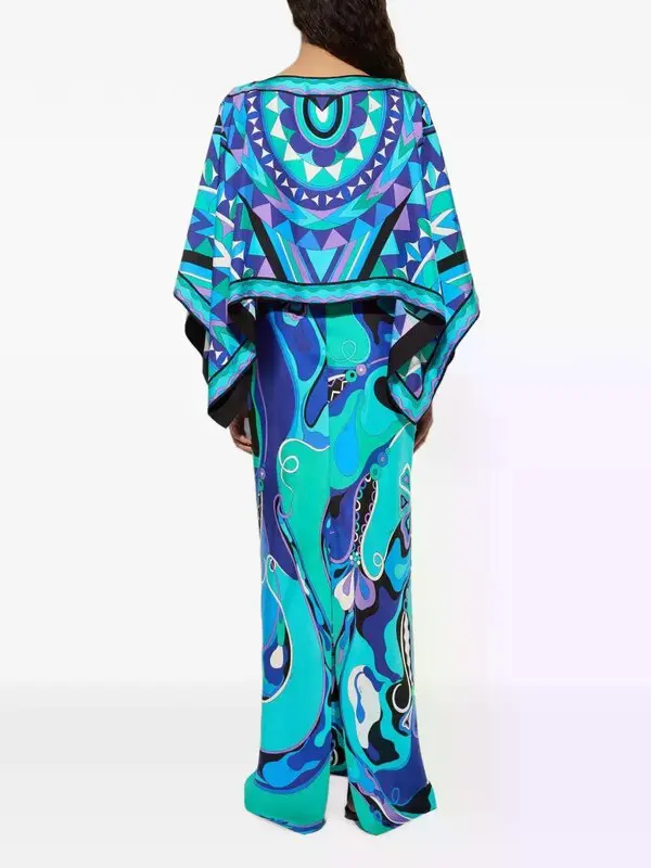 Emilio Pucci Geometric Print Cape Overlay Maxi Dress