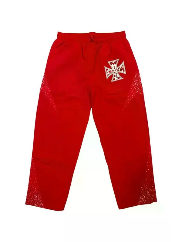 Mixed Emotion Logo-print Rhinestone-embellished Track Pants - Red