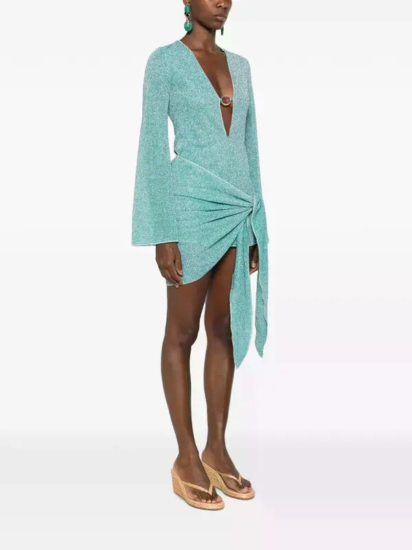 Oseree Lumiére Ring Detail Knotted Mini Dress - Blue