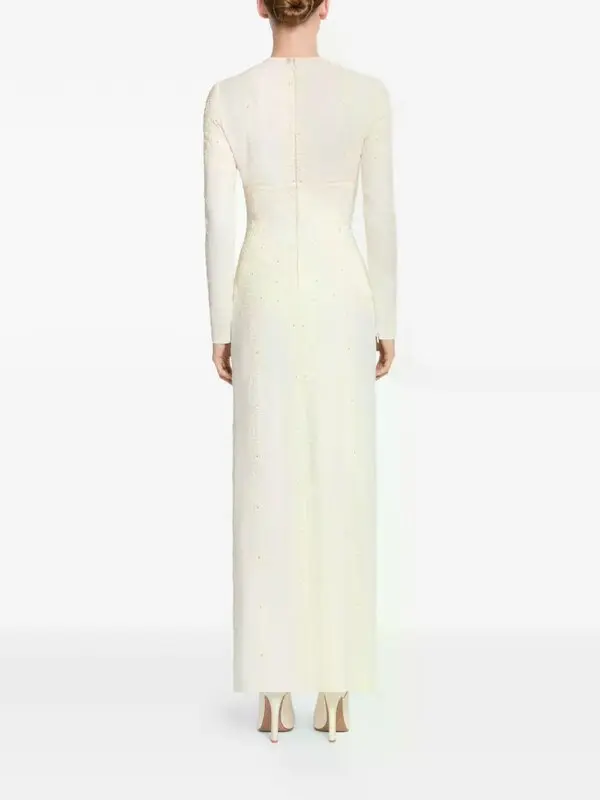 Elie Saab Long Sleeve Appliqué Maxi Dress