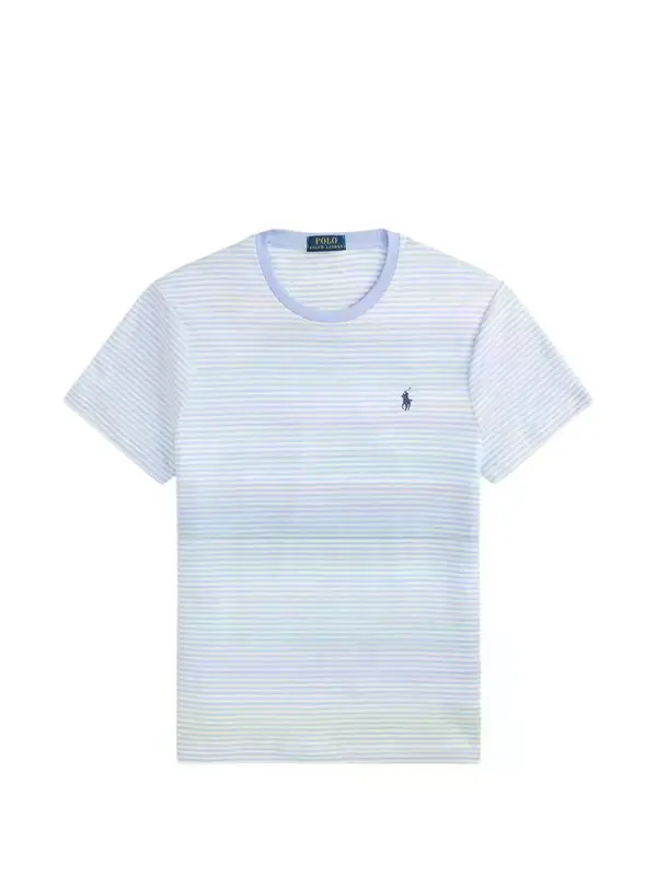Polo Ralph Lauren Striped Embroidered-logo T-shirt - Blue