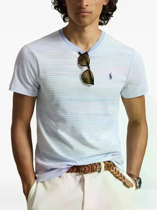 Polo Ralph Lauren Striped Embroidered-logo T-shirt