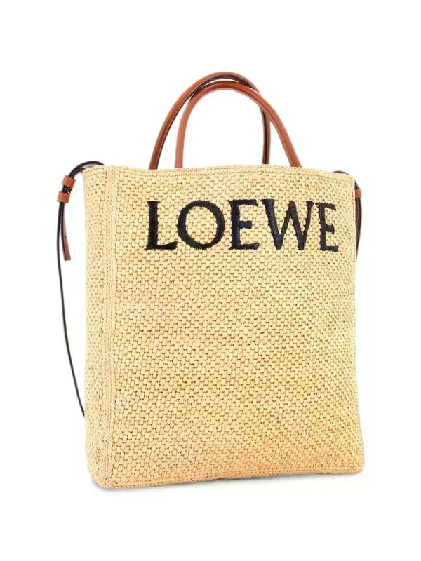 Loewe A4 Raffia And Leather North South Tote Bag - Brown