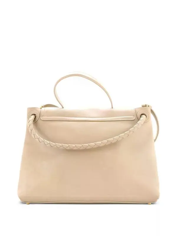 Bottega Veneta Leather Top Handle Bag With Intrecciato Detail - Neutrals