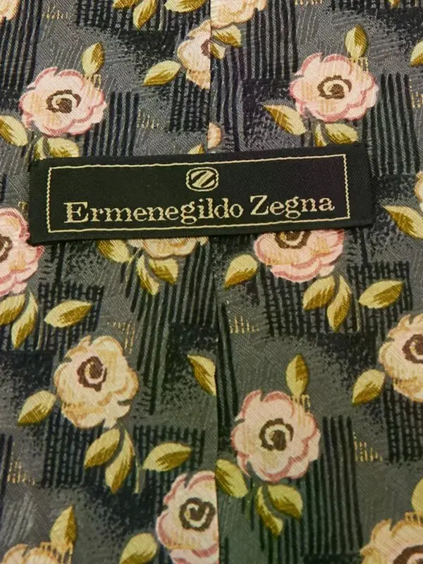 Ermenegildo Zegna Silk Floral Neck Tie - Grey