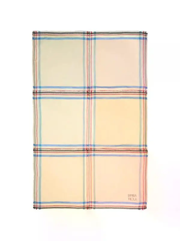 Bimba Y Lola Check-pattern Frayed-edge Beach Towel - Neutrals