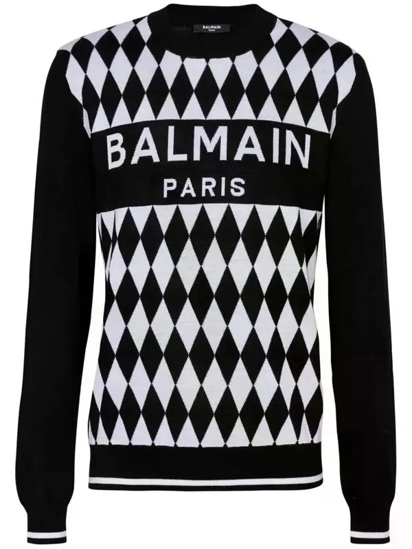 Balmain Diamond Paris Wool Jacquard Jumper