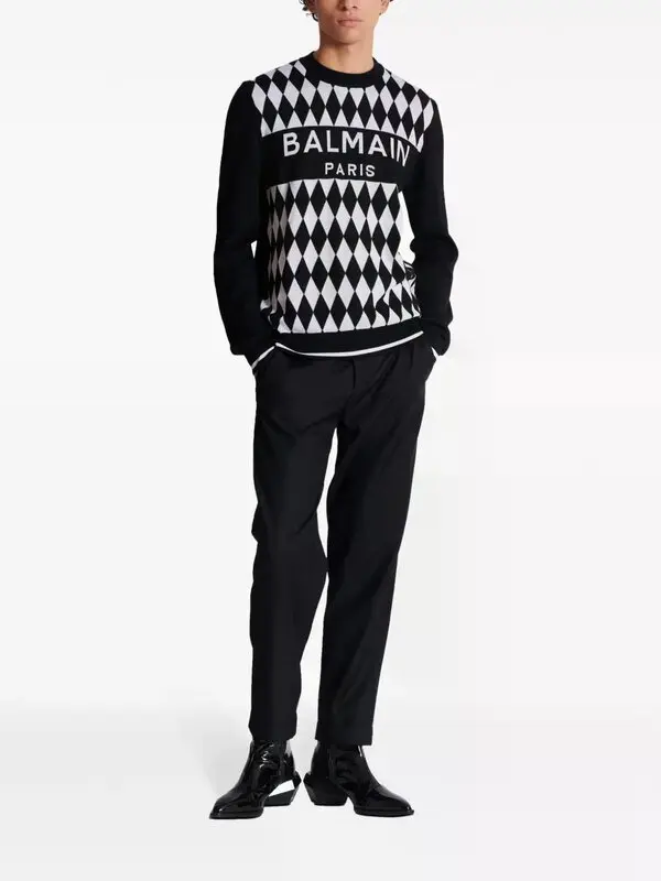 Balmain Diamond Paris Wool Jacquard Jumper