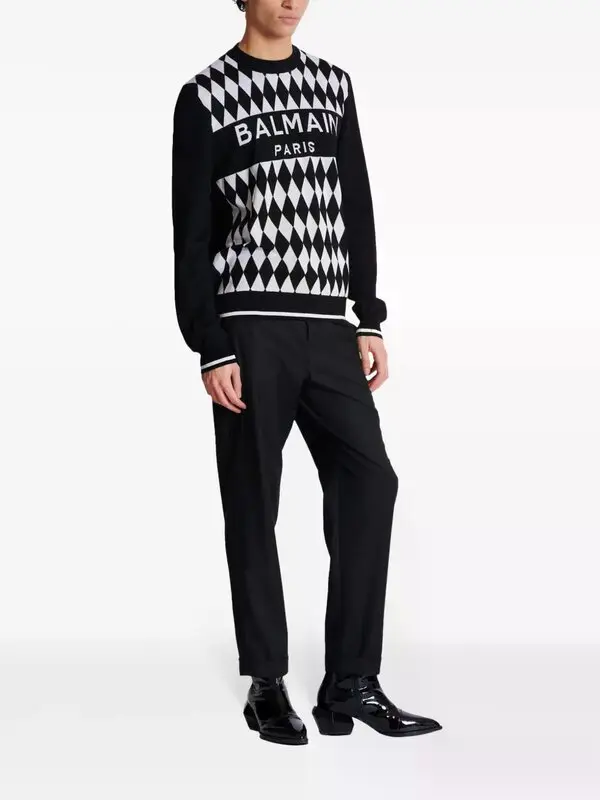 Balmain Diamond Paris Wool Jacquard Jumper