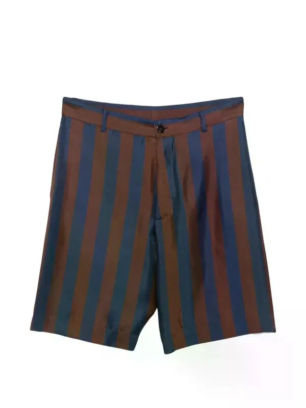 Fendi Striped Silk Shorts - Blue