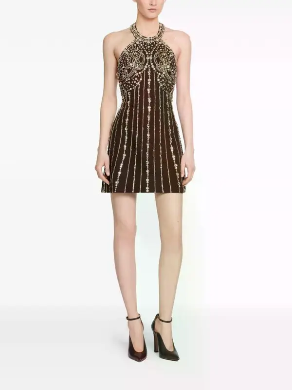 Elie Saab Stud-embellished Mini Dress - Brown