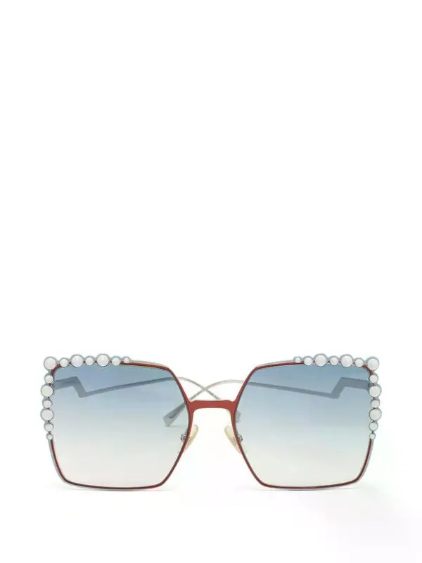 Fendi Studded Square-frame Sunglasses - Silver