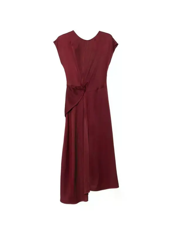 Victoria Beckham Twist Detail Asymmetric Hem Dress - Red