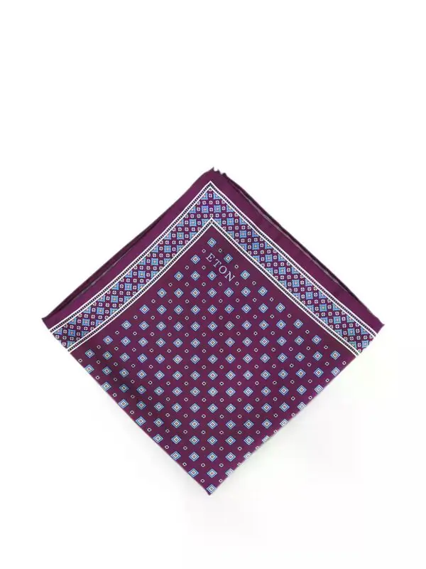 Eton Geometric-print Logo Pocket Square - Red