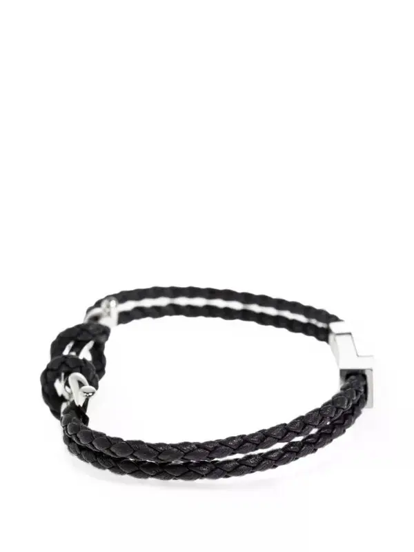 FERRAGAMO Gancini Braided Leather Bracelet