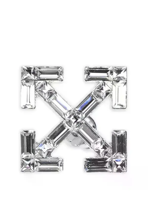 Off-White Crystal Embellished Earring - Silver