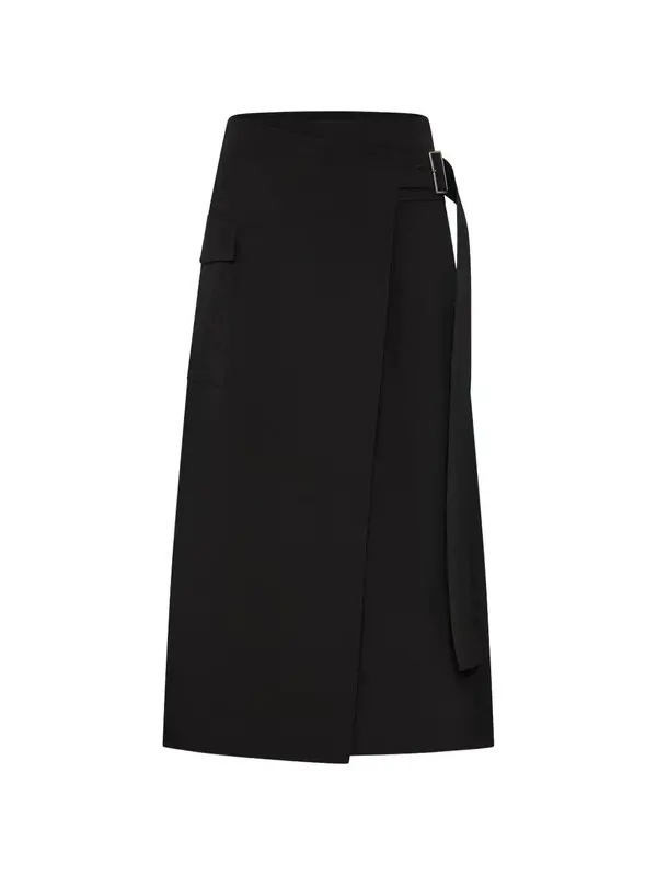 ST. AGNI Belted Wrap Midi Skirt - Black