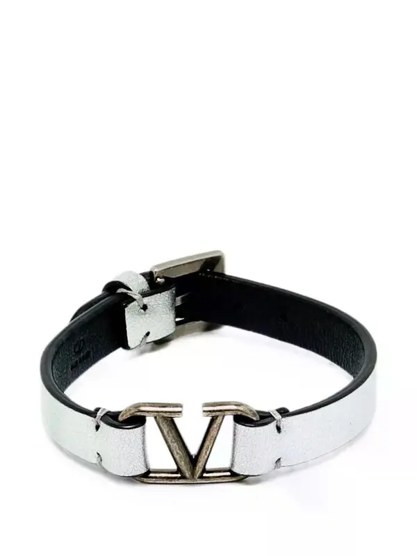 Valentino Garavani Vlogo Leather Bracelet - Silver