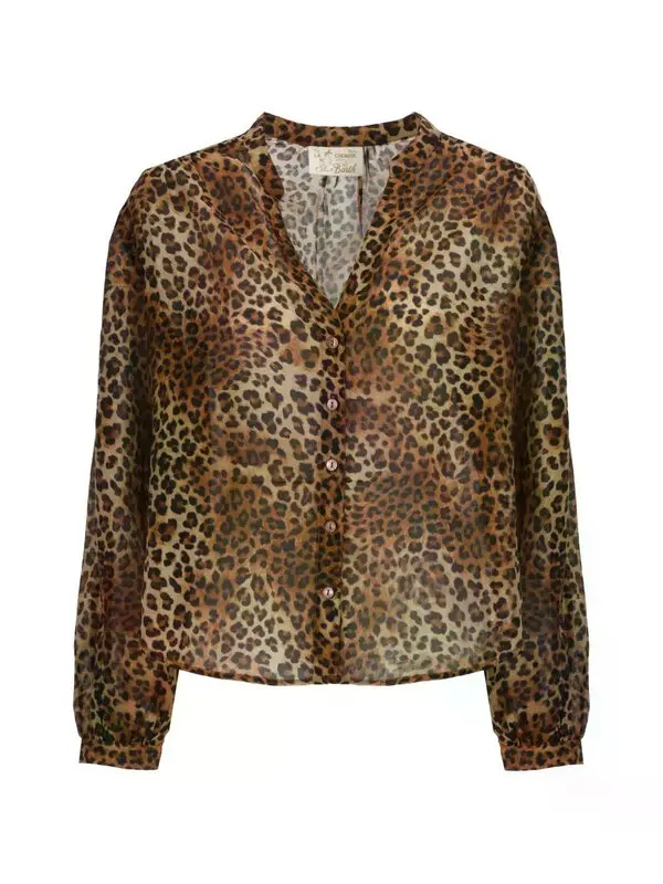 MC2 SAINT BARTH Leopard-print Band Collar Shirt - Neutrals