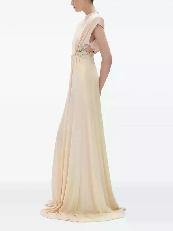 Rachel Gilbert Embellished Gathered Gown - Neutrals