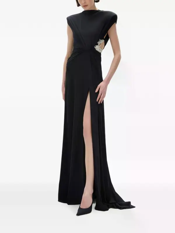 Rachel Gilbert Embellished Gathered Gown - Black