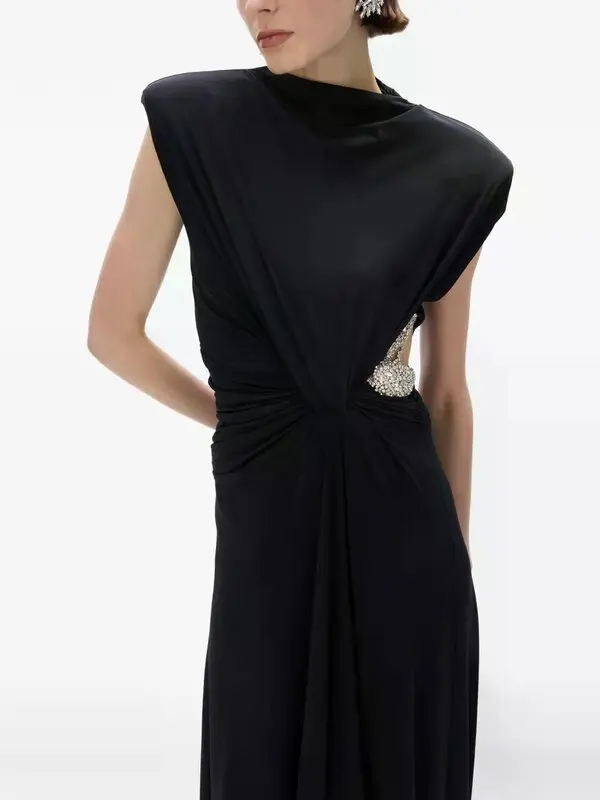 Rachel Gilbert Embellished Gathered Gown - Black