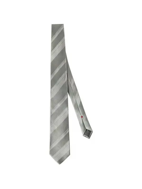 Brunello Cucinelli Silk Diagonal Stripe Neck Tie - Grey