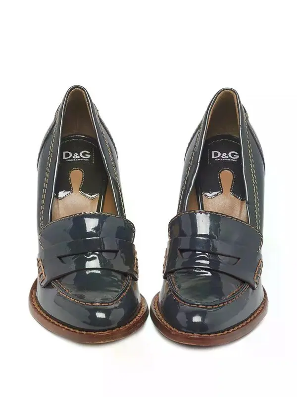 Dolce & Gabbana Patent Leather Penny Strap Loafer Pumps