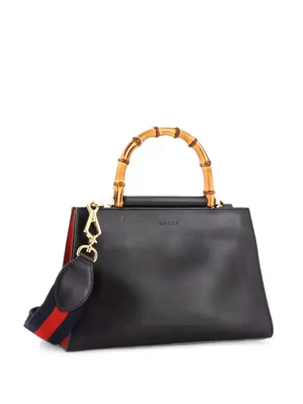 Gucci Nymphaea Top Handle Bag Leather Small Satchel - Black